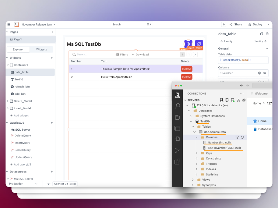 Integrating Appsmith with Microsoft SQL Server | Appsmith Community Portal Integrating Appsmith with Microsoft SQL Server | Appsmith Community Portal