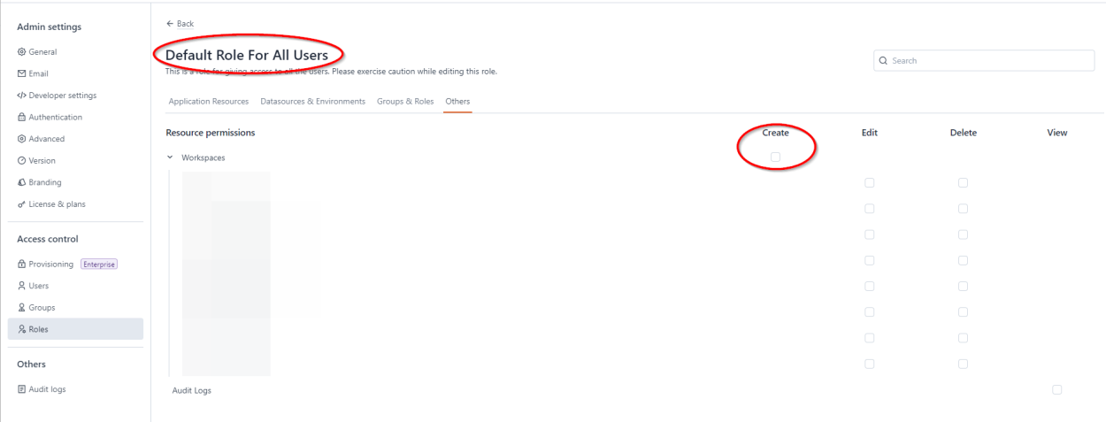 Restricting Users From Creating New Workspaces | Appsmith Community Portal Restricting Users From Creating New Workspaces | Appsmith Community Portal